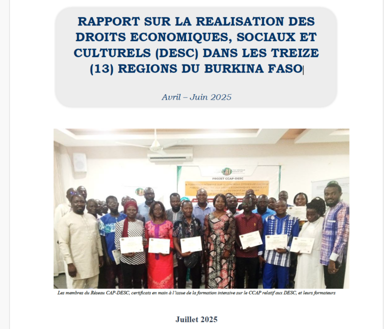 Rapport N° 3 sur la réalisation des droits économiques, sociaux et culturels (DESC) dans les ...